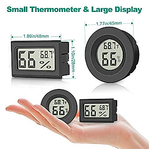 10-Pack Mini Digital Thermometer Hygrometer, Indoor Room Round Temperature Humidity Meter Gauge monitor, Large LCD Display Fahrenheit or Celsius for Greenhouse, Home, reptile, Humidors, office, Garden