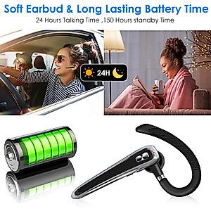 Bluetooth Headset V5.0, Talktime Bluetooth Earpiece CVC8.0 Noise Cancelling Wireless Headset Hands-Free with Microphone in Ear for iPhone Samsung and Android Cell Phones Laptop Truck Driver