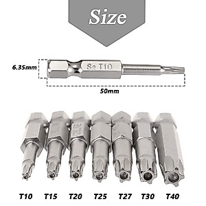 Mesee 5 Point Security Star Torx Screwdriver Bits Set 14Pcs Security Star Torx Screwdriver Bits 5-Pointed Screwdriver Bit for Electric Hand Screw Driver Drill Bits, 50mm Length