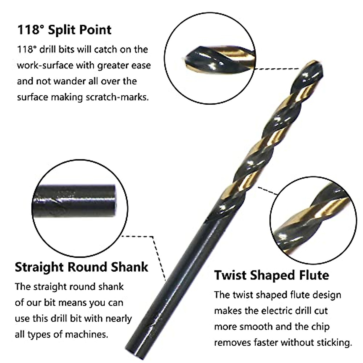 VALYRIANTOOL HSS Twist Drill Bits | 24 Pcs Black and Gold Coated Drill Bits Set | 3/32 Inch Jobber Drill Bits for Drilling on Mild Steel, Copper, Aluminum, Zinc Alloy