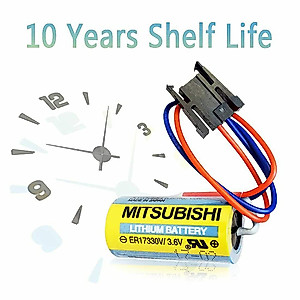 BAOBUTE 5PCS MR-BAT ER17330V 3.6V 1700mAh PLC Replacement Battery with Plug Non-Rechargeable for A6BAT FANUC CNC System Power, 17*35mm