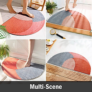 THRILRUG Half Round Inside Door Mats for Front Door, 17"x28" Entryway Rug Boho Door Mat,Half Circle Cute Welcome Mat for Entrance,Semicircle Mud Dirt Trapper Non-Slip Low-Profile