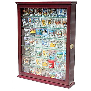 DisplayGifts Shot Glass Display Case Wall & Standing Curio Cabinet Shelf Unit Small Curio Cabinet (Cherry Finish)