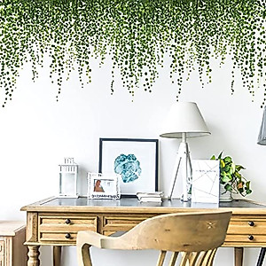 CHANMOL Green Plant Home Decor Wall Stickers 2 Sheets Peel and Stick Leaves Art Murals PVC Decals for Kids Bedroom Nursery Living Room Kitchen Bathroom Removable as Housewarming Birthday Gift