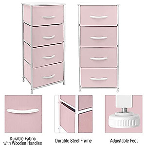 Sorbus Dresser Storage Tower, Organizer Drawers for Closet Boys & Girls Bedroom, Bedside Furniture, Chest for Home, College Dorm, Steel Frame, Wood Top, Fabric Bins(Pink)