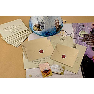 MoonVila 50 Pack Blank Envelopes for Invitation Cards, Postcards, Greeting Cards, Vintage Designs with Wax Seal Stickers for HP Wizard Halloween Theme, 4.3'' x 5.9''