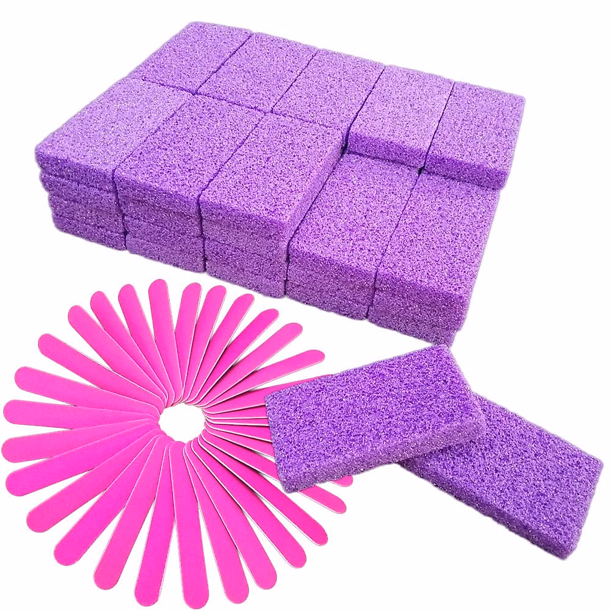 70 PCS Pedicure Exfoliator Kit Set 40 PCS Disposable Pedicure Pumice Stone for Foot Care Sponge Scrubber Callus Purple Coarse Dead Skin Remover 30 PCS Pedicure Nail Files (Pack of 70)
