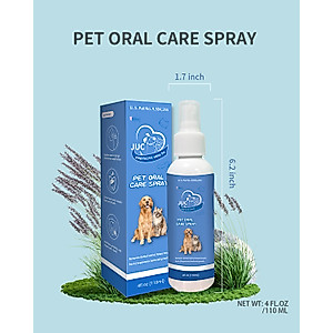 JUC Dog Breath Freshener for Dogs & Cats Teeth Cleaning Spray Dog Bad Breath Pet Oral Care Spray 4fl.oz