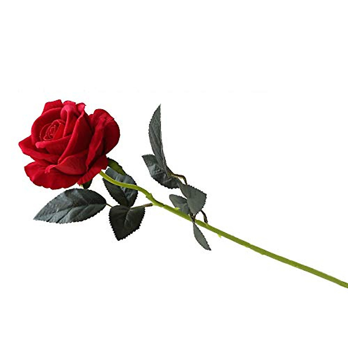 Bringsine Artificial Velvet Flowers Realistic Roses Bouquet with Long Stem for Home Wedding Decoration Party-Red
