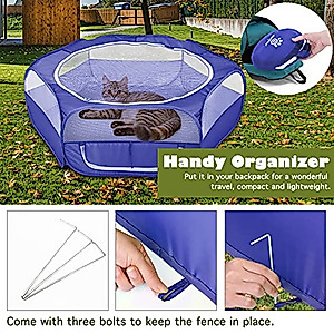 VavoPaw Small Animals Playpen, Breathable Pet Cage Tent with Double-Opening Zipper, Portable Outdoor Exercise Yard Fence for Hedgehog Hamster Kitten Bunny Squirrel Guinea Pig, Indigo