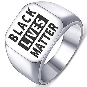 Dacai Engraved Black Lives Matter BLW Movement Stainless Steel Womens Protests Justice Ring