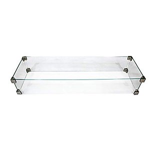 Elementi Outdoor Granville Fire Pit Table Tempered Glass Rectangle 43 x 13 x 7 inches Heavy Duty Firepit Accessory Wind Screen, Clear