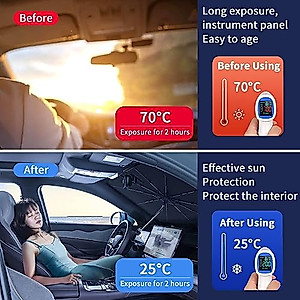 Custom-Fit for Volvo Windshield Sun Shade Umbrella, Foldable Car Umbrella Sunshade Cover UV Block Car Front Window with 360°Rotation Bendable Handle, Designed for Volvo Accessories (for Volvo S60)