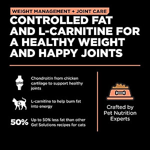Go! Solutions Weight Management + Joint Care, Grain-Free Dry Cat Food, Salmon Recipe, 6 lb Bag