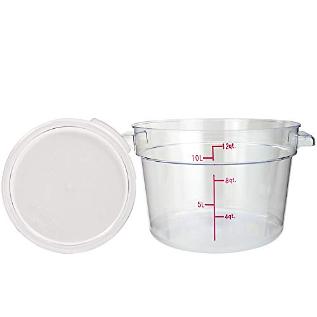 Tiger Chef 12 Quart Commercial Grade Clear Food Storage Round Polycarbonate Containers With Clear Lids 