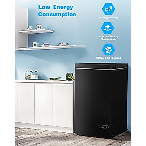 Iorbur FLG-100Q-Black 7.0 Cu.Ft Chest, Adjustable 7-Gear Temperature Control, with Removable Baskets, Deep Compact Freezer for Home, Kitchen, Garage, Office, Shop, RVs-Black