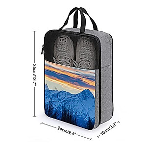 Frcavbin Alaska Mountain Sunset Travel Shoe Bag Shoes Carrier with Handle and Zipper Foldable Shoe Puches Organizer for Home storage School starts