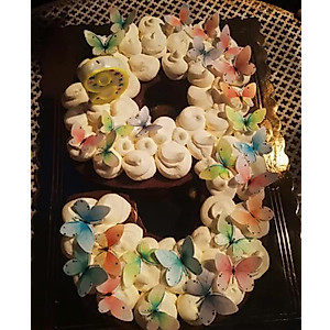 Set of 30 Edible Butterfly Cupcake Toppers Wedding Cake Birthday Party Food Decoration Mixed Size & Colou