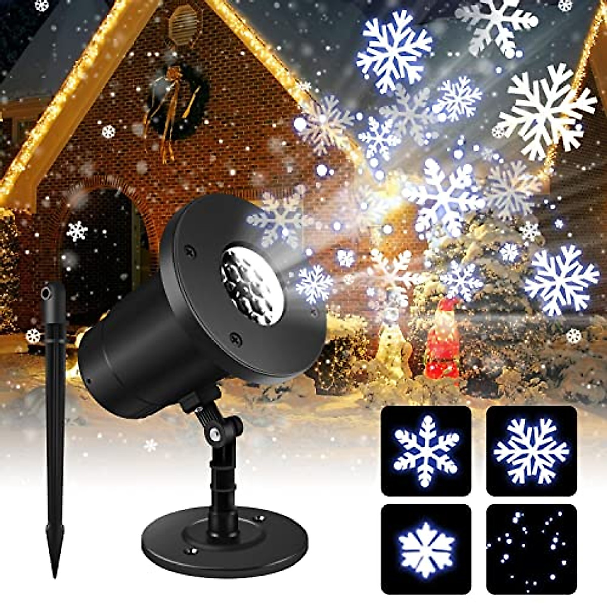 Christmas Lights, Christmas Snowflake Projector Lights, Liwarace LED Snowflake Lights Waterproof Plug in Xmas Lights, Indoor/Outdoor Christmas Decorations & Gifts for Women/Men