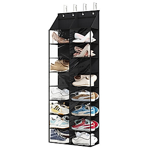 Fixwal Over The Door Shoe Rack for Door Fit 16 Pairs Dustproof Over The Door Shoe Organizer Hanging for Closet Storage
