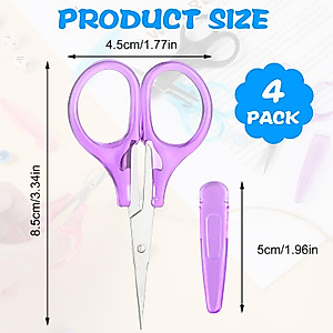 4 Pcs Mini Scissors Small Embroidery Scissors Stainless Steel Scissors with Protective Cover Small Scissors All Purpose Mini Detail Craft Scissors Straight Tips Sewing Scissors for Embroidery Knitting