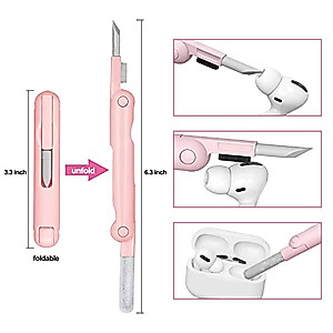 7-in-1 Electronic Cleaner Kit,Keyboard Cleaner,Laptop Cleaner Kit for Monitor, Cell Phone, Bluetooth,Headset, Lego, Airpods, Laptop Camera Lens (Pink)