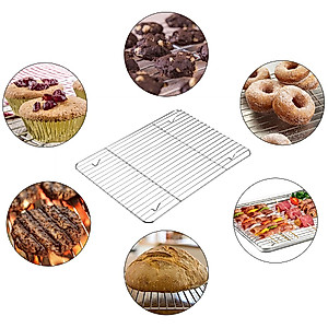 TeamFar Baking Rack, Cooling Roasting Rack Stainless Steel for Baking Sheet Oven Pan, Healthy & Rust Free, Oven & Dishwasher Safe - Set of 3 (15.2’’×11.1’’)