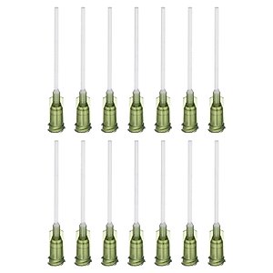 uxcell 50 Pcs 14G Plastic Dispensing Needles with Luer Lock, 1.5" PTFE Needle Tube PP Heat-Resistant Plastic Blunt Tip for Liquid Glue Gun, Olive