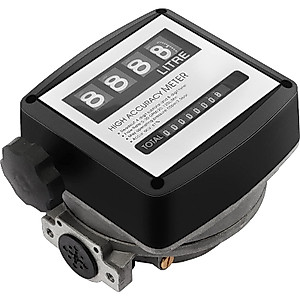 Fuel Flow Meter 1 Inch Gauge 3 Digital for Diesel Tank Transfer Pump Counter ±1% High Accuracy 32 GPM 142 PSI Gas Oil Flowmeters 20-120 LPM