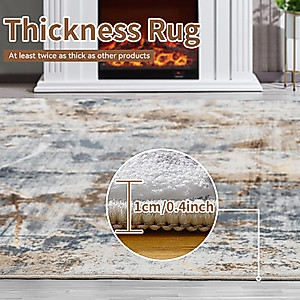 Hatppto Modern Abstract Area Rug - 2x3 Small Entry Rug Soft Washable Non-Slip Contemporary Entryway Rug, Door Mat Indoor Entrance Floor Accent Carpet for Living Room Bedroom (Grey/Tan/Navy, 2 x 3ft)