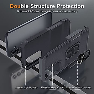 Samsung Galaxy A54 5G Case with Screen Protector (2 Packs),[Military Grade][Shockproof Protection][Built-in Ring Kickstand] Heavy Duty PC+TPU Dual Layer Case Cover-Black