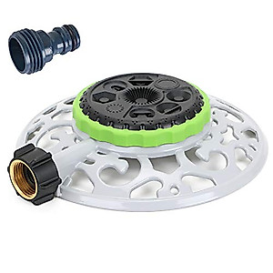 STYDDI Turret Pattern Sprinkler, 8-Pattern Stationary Water Sprinkler on Metal Decorative Base for Watering Small and Large Yards, Lawns, Garden or Odd Shaped Areas
