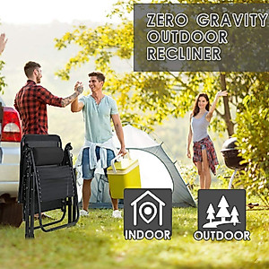 Oversized Zero Gravity Chair, 420 lbs Weight Capacity Patio Lounge Chair XL Folding Outdoor Indoor Adjustable Recliner Chair with Cup Holder Tray and Pillows for Pool, Beach, Lawn, Deck, Yard, Camping
