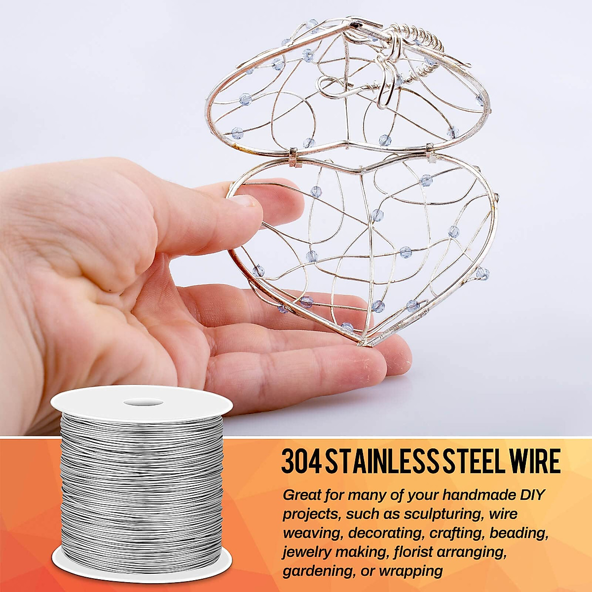 cridoz 22 Gauge Stainless Steel Wire for Jewelry Making, Bailing Wire Snare Wire Wrapping for Craft and Jewelry Making