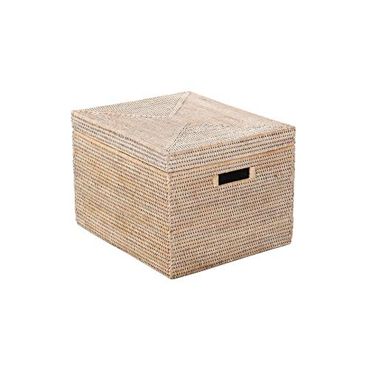 Kouboo La Jolla Rattan Box Basket, White-wash
