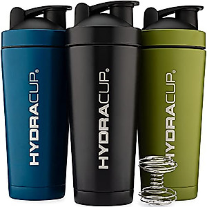 Hydra Cup - [3 PACK Insulated Stainless Steel Shaker Bottle with Barbell Blender Wire Whisk, Double Walled Vacuum Protein Mixes Shaker Cup, Keep Hot & Cold (3)
