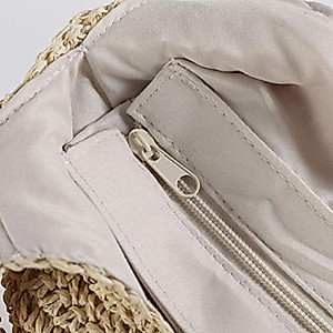 KESYOO Women Handcraft Tote Bag Natural Chic Straw Bag Hand-Woven Crochet Handbag Casual Shoulder Bag Hobo Bag (Beige) Beach Bag