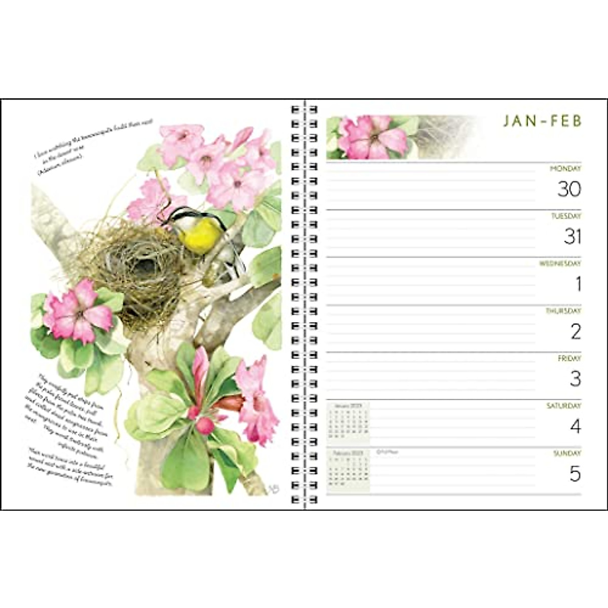 Marjolein Bastin Nature's Inspiration 12-Month 2023 Monthly/Weekly Planner Calen