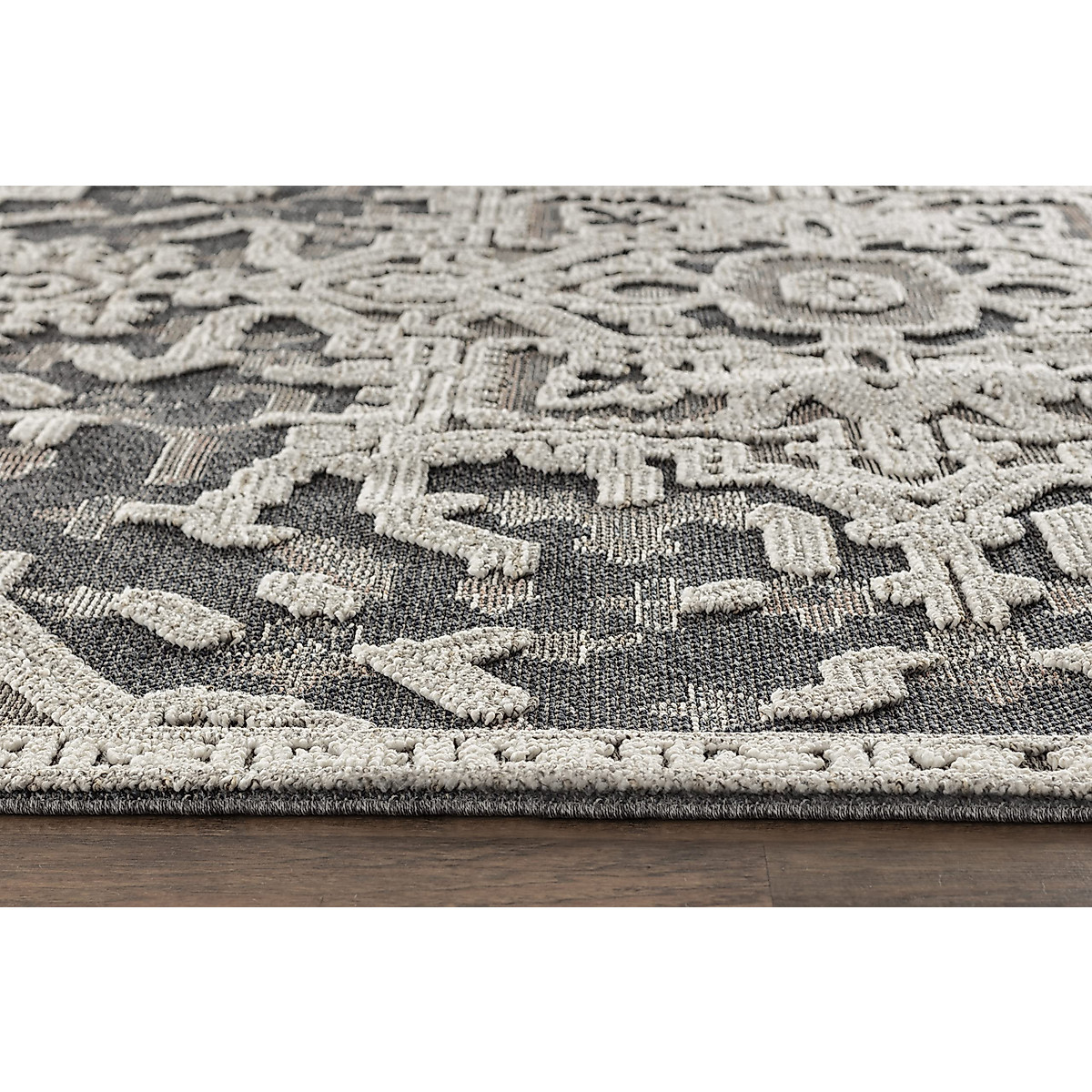 Nautica Home Living Room Area Rug 7' 10" X10 Textured Living Room Rug | Modern Home Décor | Westport Medallion Navy/Grey