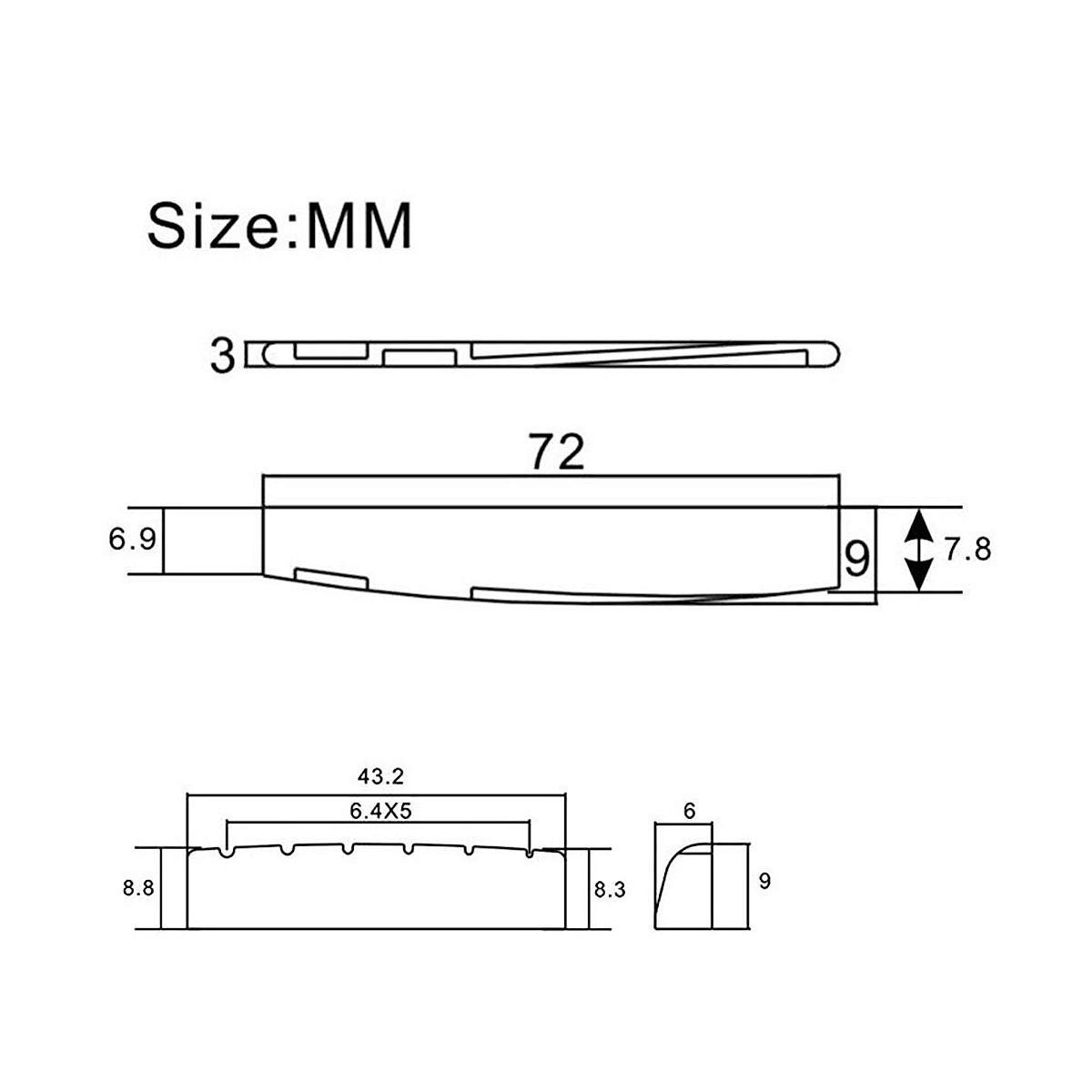 Jiayouy 2Pcs Guitar Nut and Saddle Replacement Music Instrument Parts for 6-String Acoustic Guitar (Black)
