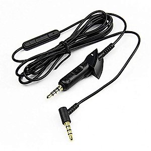 Alitutumao Replacement Audio Extension Cable Cord Wire Compatible with Bose QuietComfort QC15 Headphones with in line Mic (Black)
