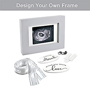 I’m Solid Wood Sonogram Pregnancy Baby Ultrasound 2 Sided Photo Frame, Great for Expecting New Parents Keepsake & Nursery Décor “Little Miracle/Dream Big Little Love" (Gray)