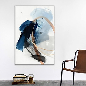 Looife Abstract Canvas Wall Art, 12x16 Inch Modern Blue and Yellow Abstract Graffiti Lines Art Painting Prints, Artwork Wall Decor for Living Room Office and Bedroom