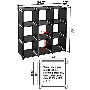 FIDUCIAL HOME 9 Cubes Storage Organizer, Sturdy Metal Frame, Black