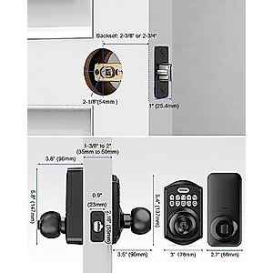 TEEHO Keyless Entry Door Locks with Keypads - Deadbolt Smart Lock - Front Door Lock Set with Door Knob - Auto Lock - Easy Installation - Matte Black