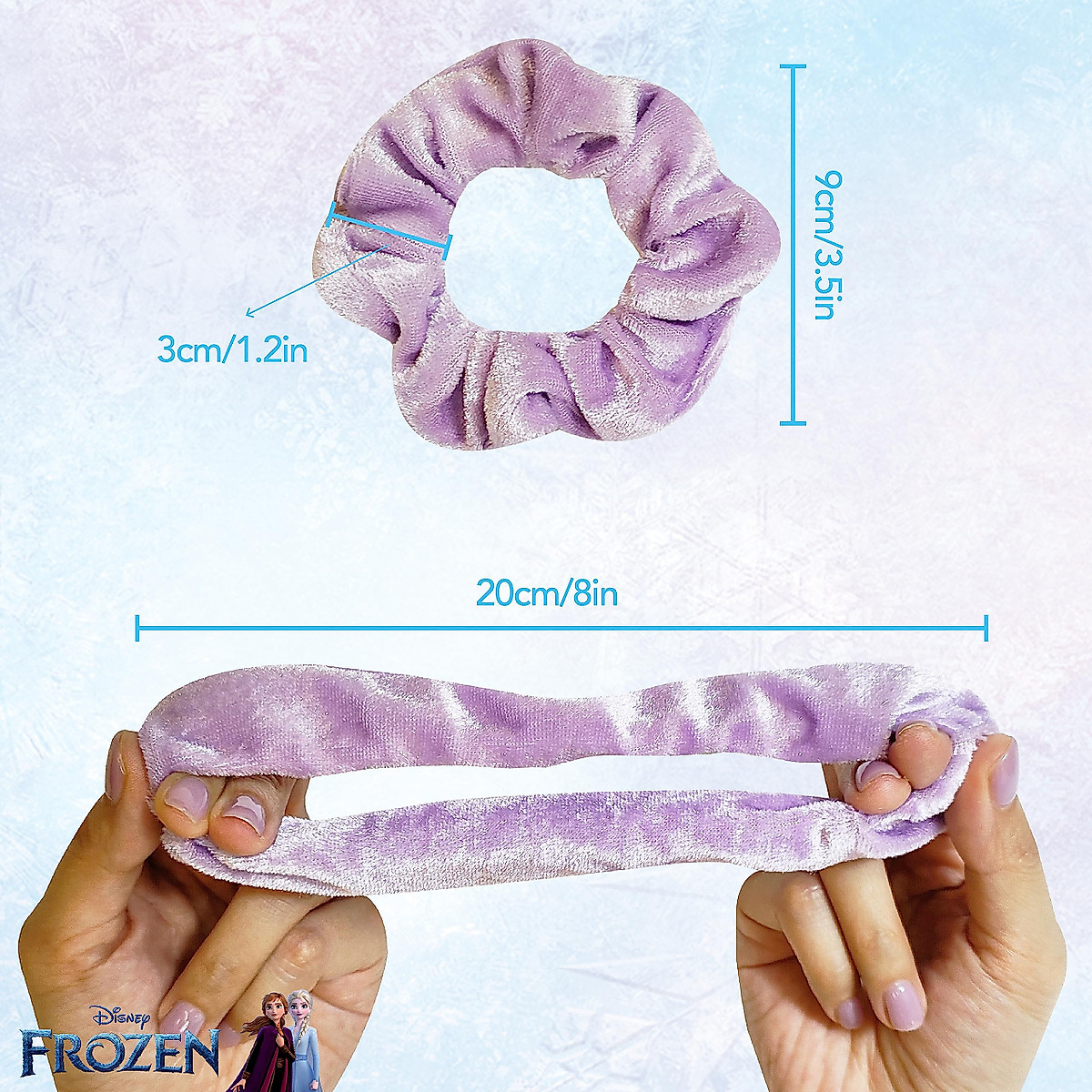 Frozen Princess Elsa Hair Accessory 5 Pcs Set - 1 Regular 9 inch Frozen Hairbrush & 4 Frozen Scrunchies - Detangling Brush & Elastic Hair Ties Ropes for Girls, Ages 3+