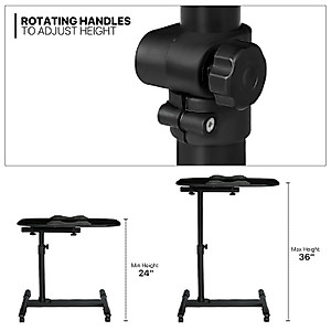 MoNiBloom Rolling Mobile Standing Desk 360° Rotatable Panel Adjustable Height 59''-89'' Portable Overbed Laptop Sofa Table Cart with Wheels for Offices Home Medical, Black