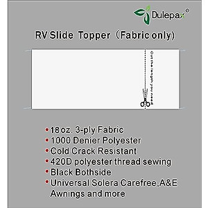 Dulepax-RV Slide Out Awning Fabric Replacement-(46" x 170.2", White- Fabric only)-Universal Slide-Topper Replacement for 5th Wheel RVs, Travel Trailers and Motorhomes…