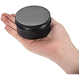 Healthcom 12 Packs 3 Oz Empty Jars 90ml Black Round Aluminum Tin Cans Screw Top Metal Steel Tins Lip Balm Tins Box Cosmetic Containers Storage Organization for Candles Salve Crafts Spice Tea Gift