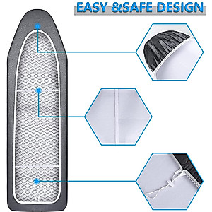 Ironing Board Cover,Extra Thick Heavy Duty Ironing Board Cover and Pad,Iron Board Cover,Ironing Board Covers,Iron Cover Replacement Ironing Board Cover Durable Foam 3 Layers,Easy-Fit,100% Cotton,Gray